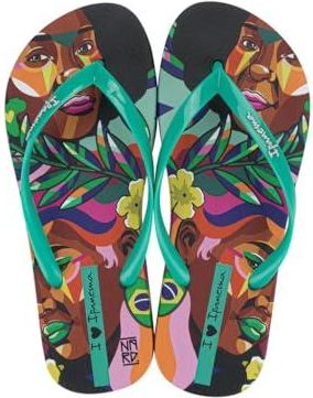 Ipanema Womens Graffiti Iv Fem Flip-Flop, Vert et rouge., 37 EU