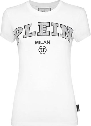 Philipp Plein Femme, Tops, Blanc, Taille: 42 FR T-Shirt Pure Strass