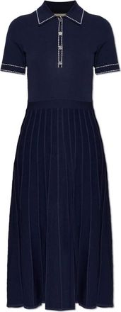 Michael Kors Femme, Robes, Bleu, Taille: 44 FR Robe Midi Polo en Maille Stretch
