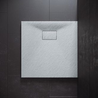 Sonni Duschwanne Duschtasse SMC 80x80cm Rechteckig Rutschfest mit Ablaufgarnitur Wei&szlig;