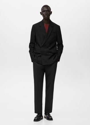 Mango Veste de costume Boston coupe regular crois&eacute;e noir - Homme - 46 - MANGO MAN