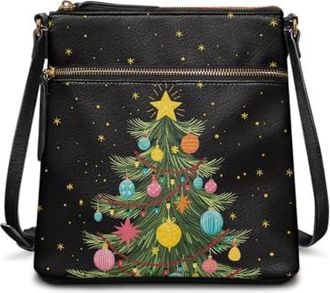 Coloranimal Sac &agrave; bandouli&egrave;re l&eacute;ger en cuir pour femme sur le th&egrave;me de No&euml;l pour t&eacute;l&eacute;phone portable, Sapin de No&euml;l tendance