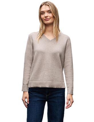 Street One Kuscheliger V-Neck Pullover Sandstone Mocha Mel. 38