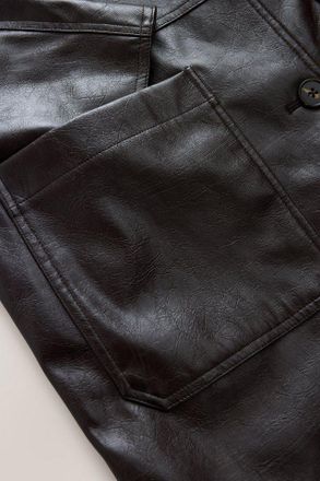 Next Lederjacke Gekn&ouml;pfte Jacke aus Kunstleder, Kurzgr&ouml;&szlig;e (1-St)