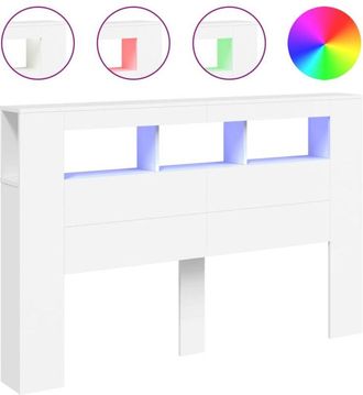 vidaXL LED-Kopfteil Wei&szlig; 160x18,5x103,5 cm Holzwerkstoff vidaXL551284