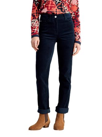 White Stuff Brooke Cordhose mit Geradem Bein - Mittelhoher Bund mit Knopfverschluss - Dunkelblau - Gr&ouml;&szlig;e 46/R