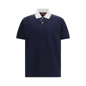 Gucci Baumwoll-Poloshirt mit klassischem Design - - Tops - Herren - Blau - S