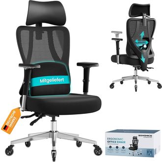 Songmics B&uuml;rostuhl ergonomisch, Schreibtischstuhl, Gaming-Stuhl, verstellbare Lenden-, Kopfst&uuml;tze, Armlehnen, f&uuml;r Verschiedene K&ouml;rpergr&ouml;&szlig;e, bis zu 150 kg belas