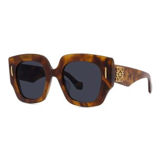 Loewe Femme, Accessoires, Brun, Taille: ONE Size Lunettes de soleil carr&eacute;es Blonde Havana Verres bleus