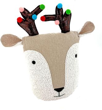 Heimtexland Dekokissen Weihnachten Formkissen Rentier mit Pompoms Geweih 45 cm Deko Weihnachtskissen Zierkissen Geschenk-Idee Weihnachtsdeko Kissen Typ924 bunt