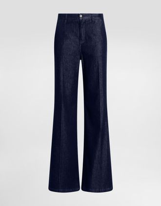 Dolce & Gabbana Silk Denim Palazzo Pants - Frau Denim Mehrfarbig 42
