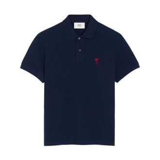 Ami Homme, Tops, Bleu, Taille: 2XL Polo Piqu&eacute; Bleu Logo Brod&eacute;