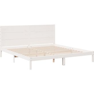 vidaXL Massivholzbett Extra Lang ohne Matratze Wei&szlig; 200x220 cm Vidaxl