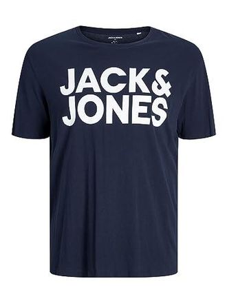 Jack & Jones Jack & Jones JJECORP T-Shirt &agrave; Manches Courtes et col Rond pour Homme Grande Taille, Bleu Marine, XXL
