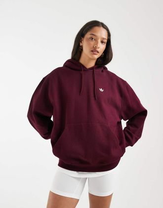 adidas Originals Essentials - Sweat &agrave; capuche oversize en polaire - Bordeaux-Rouge