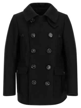 Dsquared2 Wool Double-Breasted Coat - Black