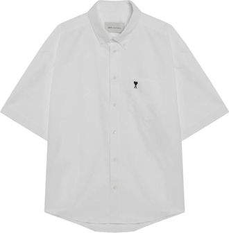 Ami Homme, Chemises, Blanc, Taille: XL Chemise &agrave; Manches Courtes Boutonn&eacute;e