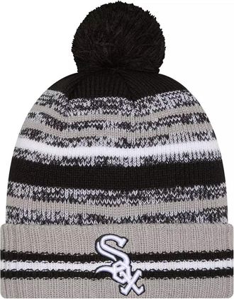 New Era Chicago White Sox Onfield Sport-Baseball-Strickm&uuml;tze mit B&uuml;ndchen, Grau gestreift, MLB Cheer Cuff Knit Cap
