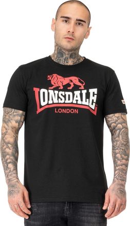 Lonsdale Herren T-Shirt Normale Passform Lion Two Tone Black/Red/White XXL