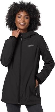 Marikoo Veste demi-saison pour femme (XS-XXL) - Respirante, intérieur en tissu doux en velours, capuche, coupe-vent - Veste légère longue - Col montant, 3 poc