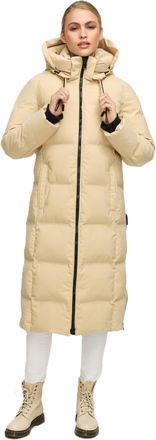 Marikoo Damen Wintermantel (XS-5XL) - gesteppt, abnehmbare Kapuze, winddicht - N102 - Beige Größe 4XL - Gr.4XL