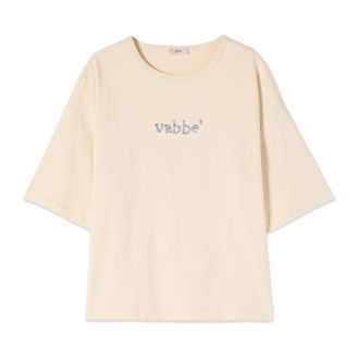 Oltre T-Shirt mit Buchstaben-Stickerei - - Tops - Damen - Beige - XL