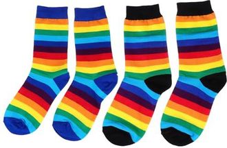 BESTONZON 2 Paires Chaussettes -mollet Rayées Arc-ciel Confortables et Respirantes Adaptées à Toutes Saisons Unisexes et Élastiques pour Usage Quotidien et Spor