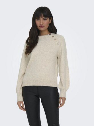Only Rundhalspullover ONLEMMA LS BUTTON ONECK EX KNT Kunstfaser, regular fit