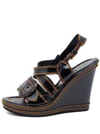 Fendi sandales &agrave; talon compens&eacute; - Noir