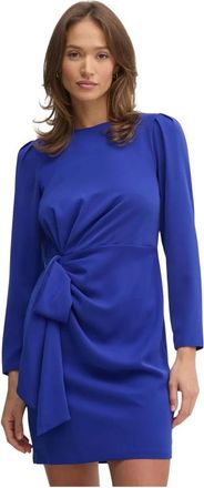 DKNY Dkny, Femme, Robes, Bleu, Taille: 34 FR Robe courte &agrave; manches bouffantes et nou&eacute;e &agrave; lavant