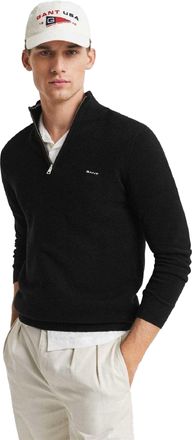 GANT Pullover f&uuml;r Herren, mit halbem Rei&szlig;verschluss, Piqu&eacute; (Schwarz)