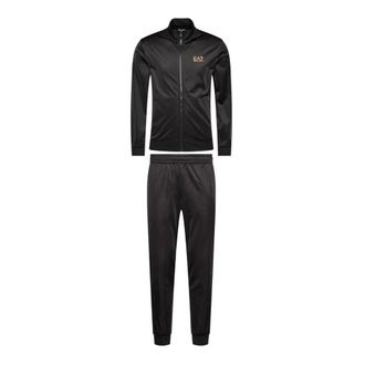 Emporio Armani Schwarzes und Goldenes Technisches Stoff Trainingsanzug - - Sport - Herren - Schwarzk - XL
