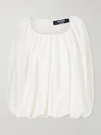 Jacquemus The Lavande Stretch Cotton-blend Voile Blouse - White