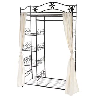 Mendler Metall-Garderobe Genf, Garderobenst&auml;nder Kleiderschrank Metallregal 172x100x43cm - mit Vorhang