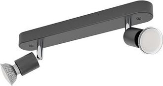 Eglo Deckenlampe 2-flammig Stecci-E, Deckenstrahler f&uuml;r Schlafzimmer und Flur, Spot Deckenleuchte aus Stahl und Kunststoff in Schwarz, GU10 Fassung