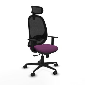 Piqueras y Crespo Idealer Stuhl f&uuml;r Studios mit 1D-Armlehnen, h&ouml;henverstellbarer Lendenwirbelst&uuml;tze und h&ouml;henverstellbarem Kopfteil und Neigungsverstellung, Schwarz/Vio