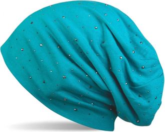 styleBREAKER M&uuml;tze Beanie mit Strass Nieten Applikation
