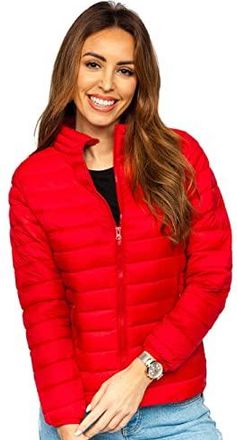 BOLF Femme Blouson Doudounes de Transition Vetements Legeres Veste Matelasse Sportif 1141 Rouge(fonce) L [D4D]