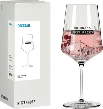 Ritzenhoff 8171001 Cocktail-Glas 500 ml, Serie Sprüche, mit lustigem Schriftzug Pommes Frites - modern, Made in Germany