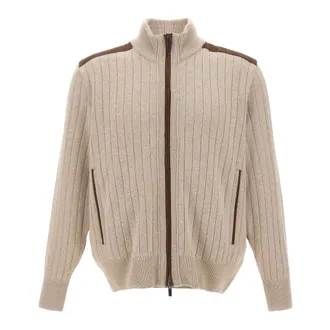 Paul & Shark Homme, Pulls, Beige, Taille: L Cardigan z fermetureure &eacute;clair en laine et cachemire