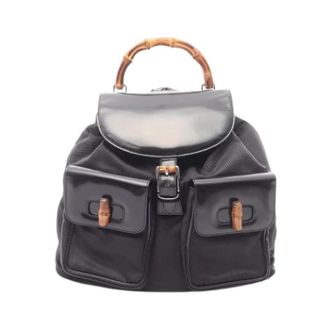 Gucci Pre-owned Enamel Leder Rucksack - - Pre-owned - Damen - Schwarzk - ONE SIZE