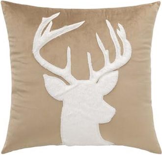 Douceur d'Int&eacute;rieur Kissen mit abnehmbarem Bezug, 45 x 45 cm, Sandfarben, Samt und Fellimitat