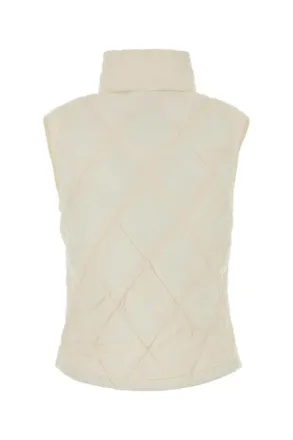 Burberry Womens Ivory Nylon Cheswick Vest Tundrawhite Giubbini Jacket