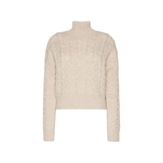 Max Mara Zopfstrick-Pullover mit Rollkragen - - Knitwear - Damen - Beige - L