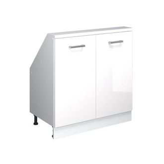 Vicco Meuble de Rangement sous Pente Rion, Blanc Brillant/Blanc, avec 2 Portes