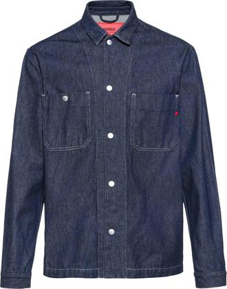 HUGO BOSS X Replay Hemdjacke f&uuml;r Herren, Denim, &Uuml;bergro&szlig; (Dunkle Waschung)