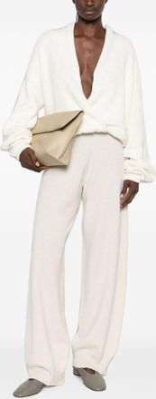 Fabiana Filippi Fine-Knit Wool Blend Trousers - Beige