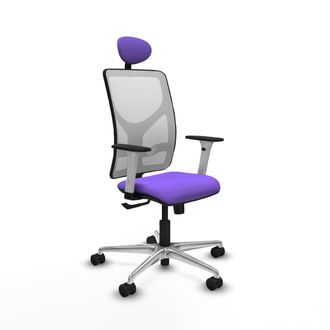 Piqueras y Crespo Schreibtischstuhl, wei&szlig; und lila, mit wei&szlig;en und schwarzen Armlehnen, h&ouml;henverstellbare Lendenwirbelst&uuml;tze und festes Kopfteil, Wei&szlig;/Lila