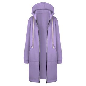 Generic Sweat &agrave; capuche surdimensionn&eacute; en polaire &agrave; fermeture &eacute;clair pour femme - Tunique longue &agrave; manches longues, violet clair, 5XL