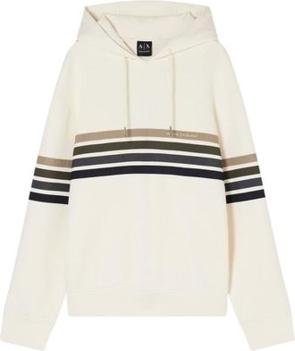 A|X Armani Exchange Homme, Sweatshirts et sweats &agrave; capuche, Beige, Taille: L Sweat &agrave; capuche &agrave; Rayures sur la Poitrine